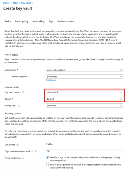 Create a Microsoft Azure Key Vault to Install SSL.com Certificates ...
